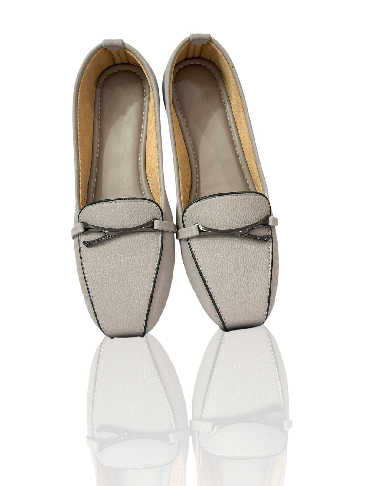Light Grey Loafers for Women – Textured Minimalist Flats – Sudbury ...